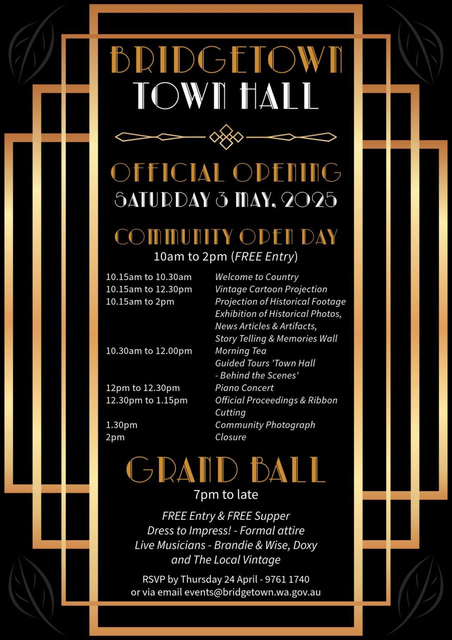 Bridgetown Town Hall Official Opening - Grand Ball » Shire of ...